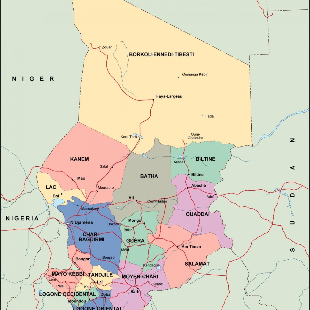 Chad Maps | Download vector maps for Adobe Illustrator