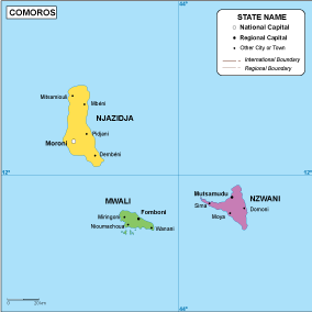 Comoros EPS map. EPS Illustrator Map | Vector maps