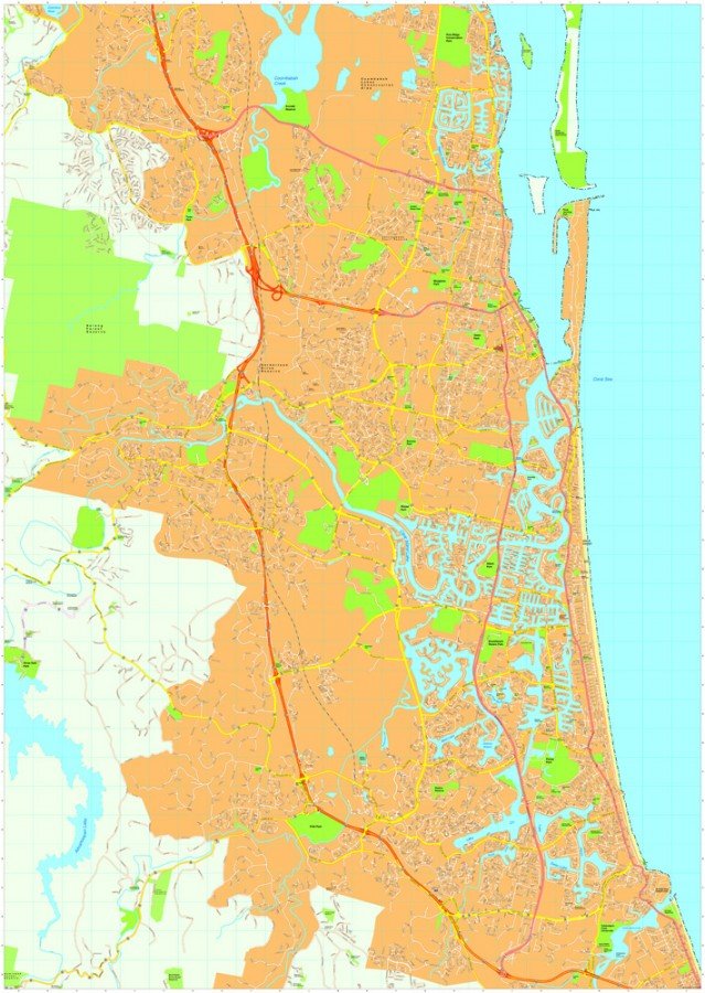Gold coast Vector Maps. EPS Illustrator Map | Vector maps