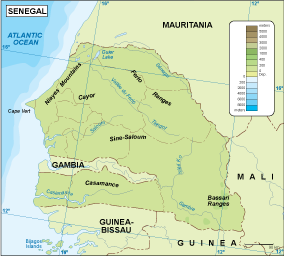 Senegal physical map. EPS Illustrator Map | Vector maps